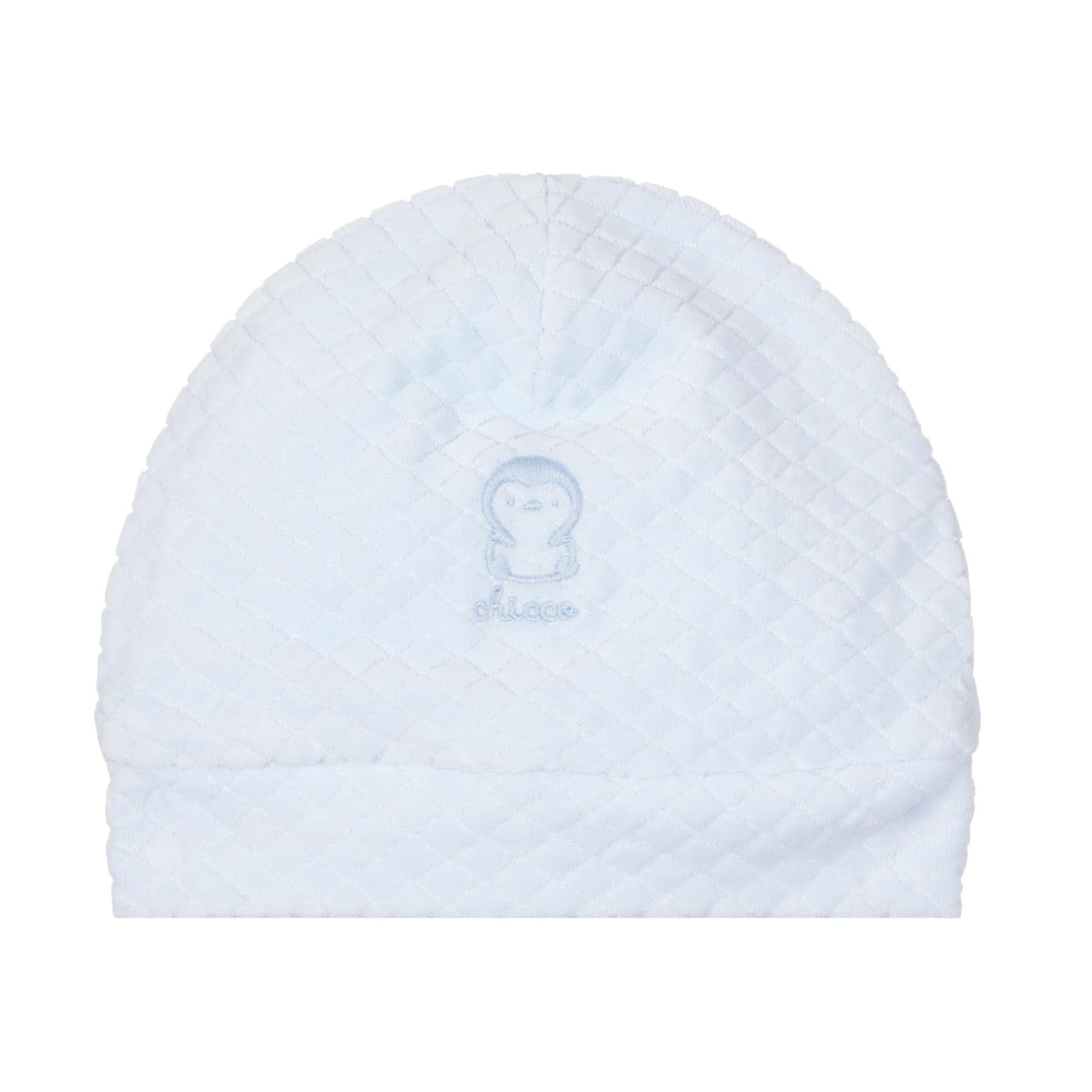 Шапка с апликация на пингвин за бебе, синя | market.dir.bg